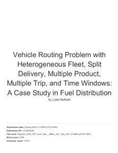 Vehicle Routing Problem with Heterogeneous Fleet, Split Delivery, Multiple Product, Multiple ...